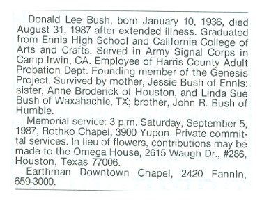 AUG 31 1987 - BUSH DONALD